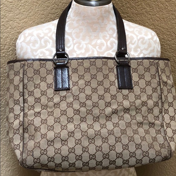 Gucci | Bags | Gucci Canvas Leather Tote Bag | Poshmark